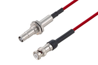 10KV Female Bulkhead to MHV Male Cable 24 Inch Length Using RG303HV Coax