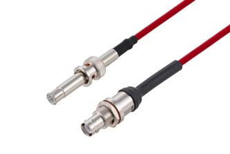 10KV直型公头到SHV直型穿墙式母座线缆组件，12英寸长，线缆为RG303HV同轴线缆